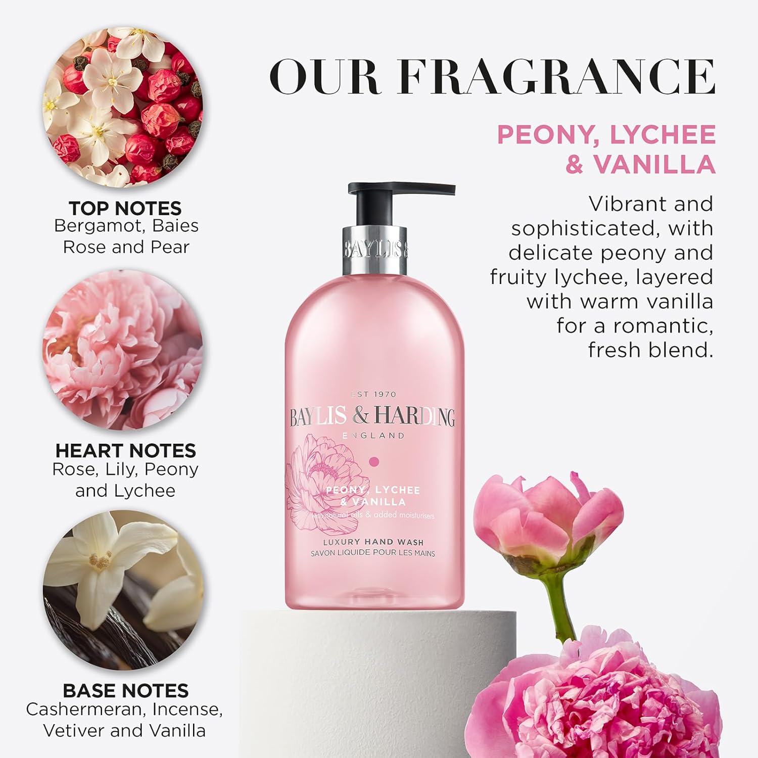 Baylis And Harding Peony Lychee And Vanilla Luxury Hand Wash 500ml ...