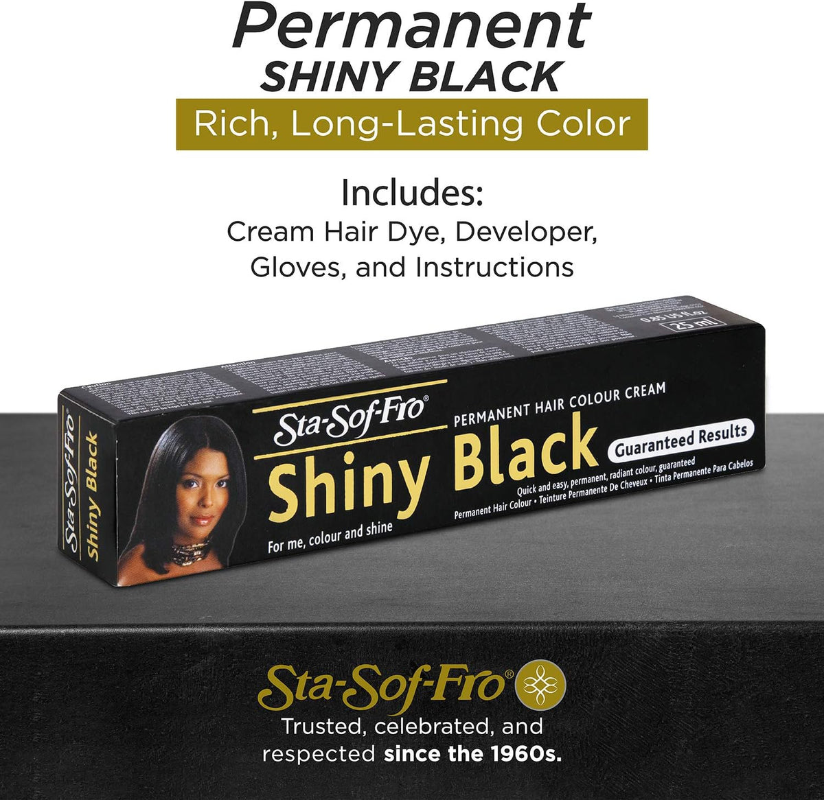 Sta Sof Fro Shiny Black Permanent Hair Cream Colour Black 25ml – Afro ...
