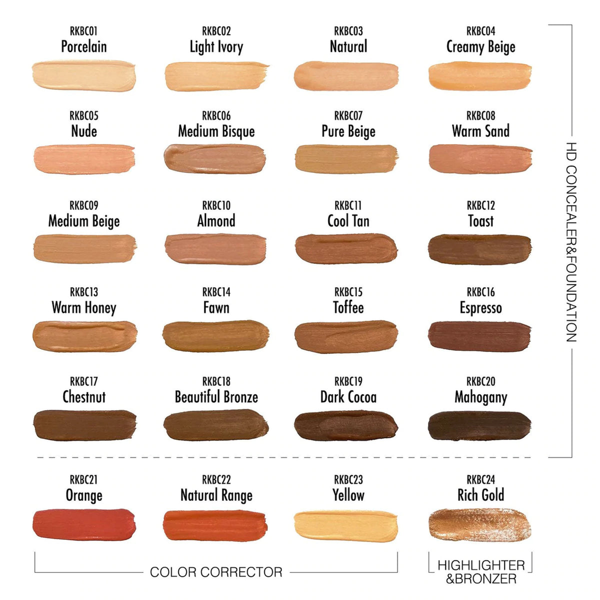 RK By Kiss HD Concealer And Foundation RKBC18 Beautiful Bronze 11ml ...